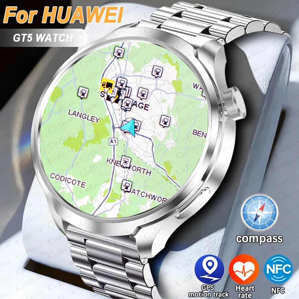 For-HUAWEI-GT5-Watch-Outdoor-Sports-Smart-Watch-Men-AMOLED-Screen-NFC-GPS-Compass-IP68 ...