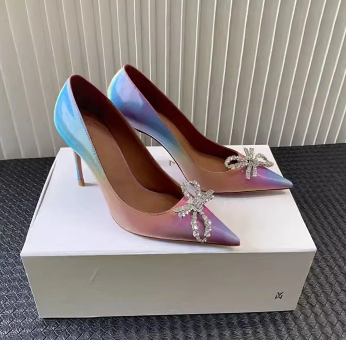 multicolour-leather-Rosie-Pointed-Toe-Pump-Thin-Heels-Glass-Crystal ...