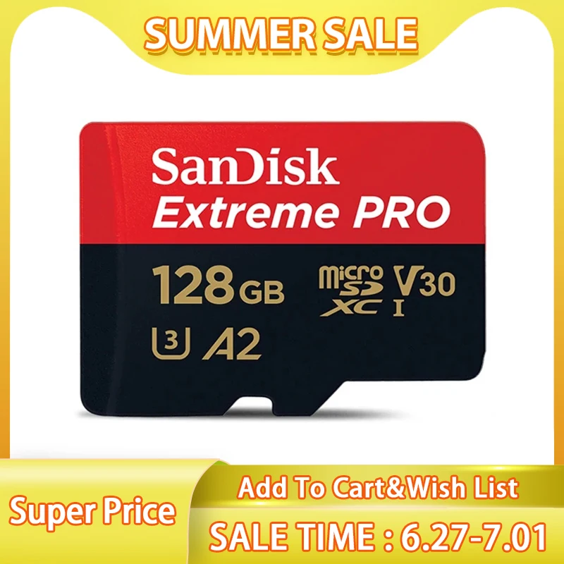 Original sandisk extreme pro micro cartão sd até 170 mb/s 128gb 64gb a2 ...