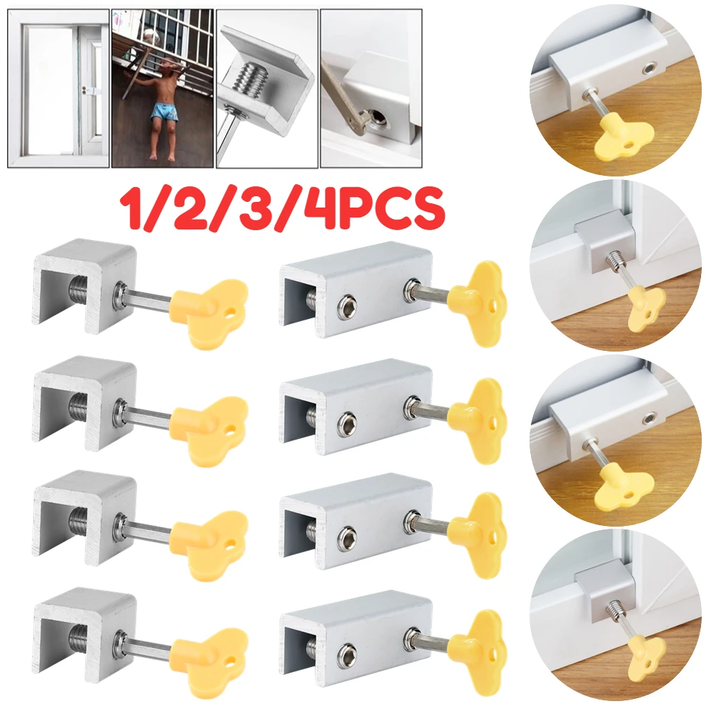1-4PCS-Adjustable-Sliding-Door-Window-Lock-Restrictor-Aluminum-Alloy ...