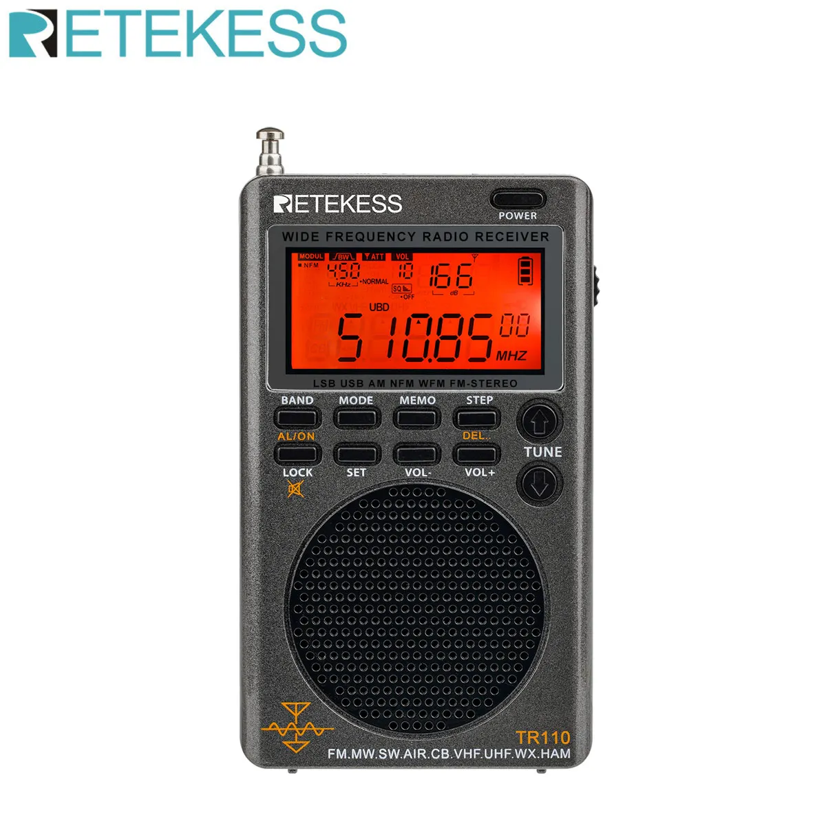 Retekess Tr110 Rádio Digital Portátil Fm/mw/sw/ssb/lsb/ar/cb/vhf/uhf ...