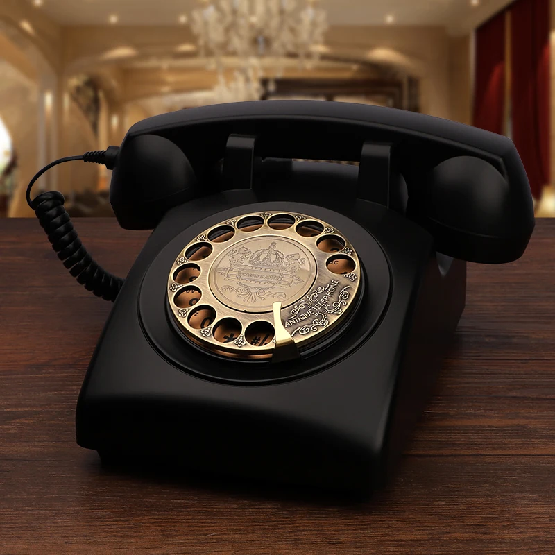 Retro-Corded-Desk-Telephone-Plastic-Classic-Vintage-Button-Rotary-Dial ...