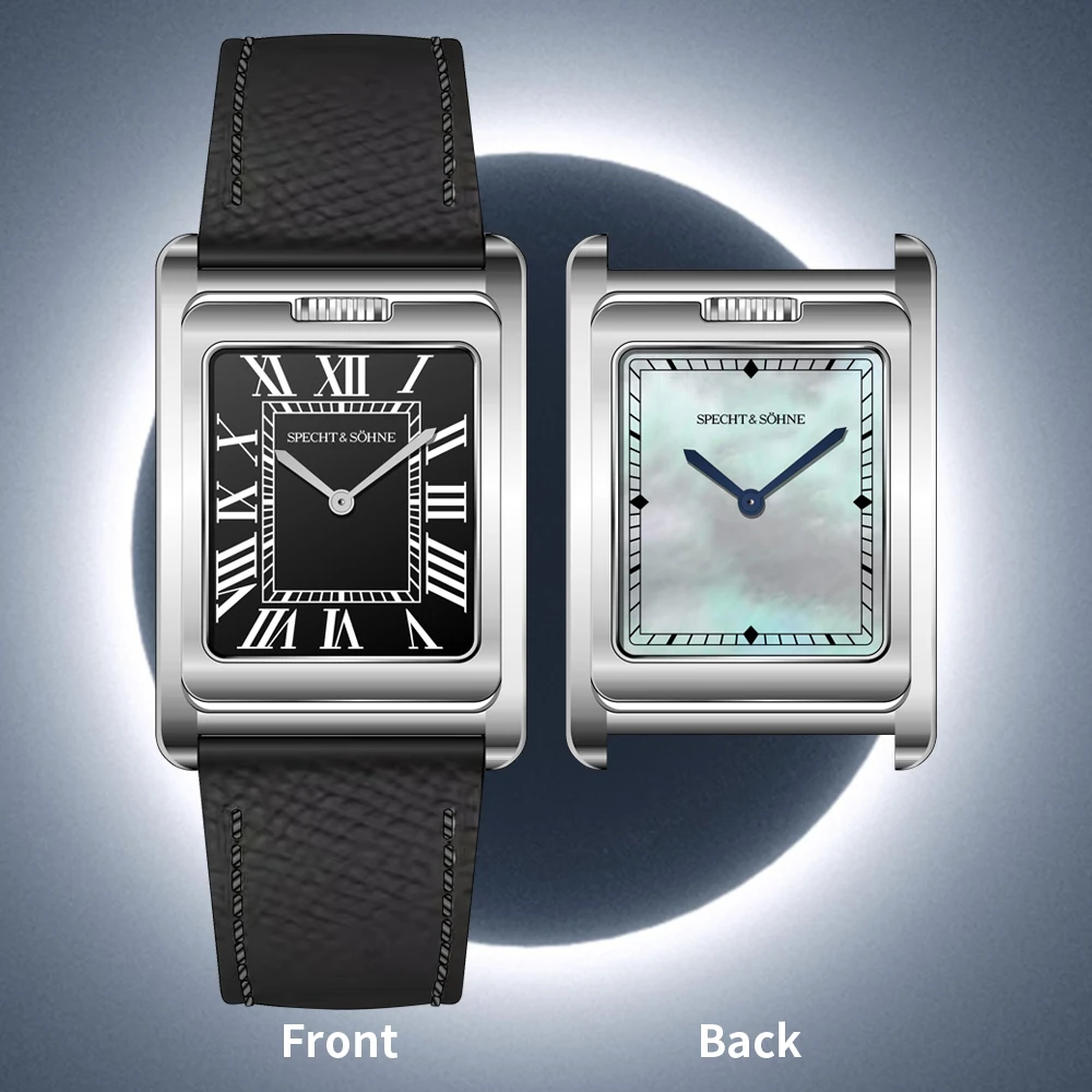 Specht&Söhne Luxury Men's Square Double Face Watch Japan Quartz ...