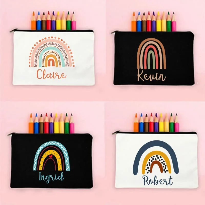 Personalized-Pencil-Bag-Custom-Rainbow-with-Name-Stationery-Supplies ...