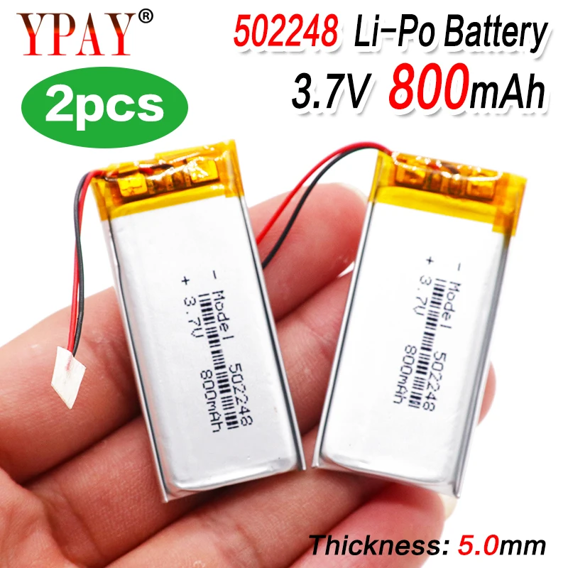 Bateria recarregável do polímero do li po do lítio das pilhas do li íon de 2 pces 502248 3.7v ...