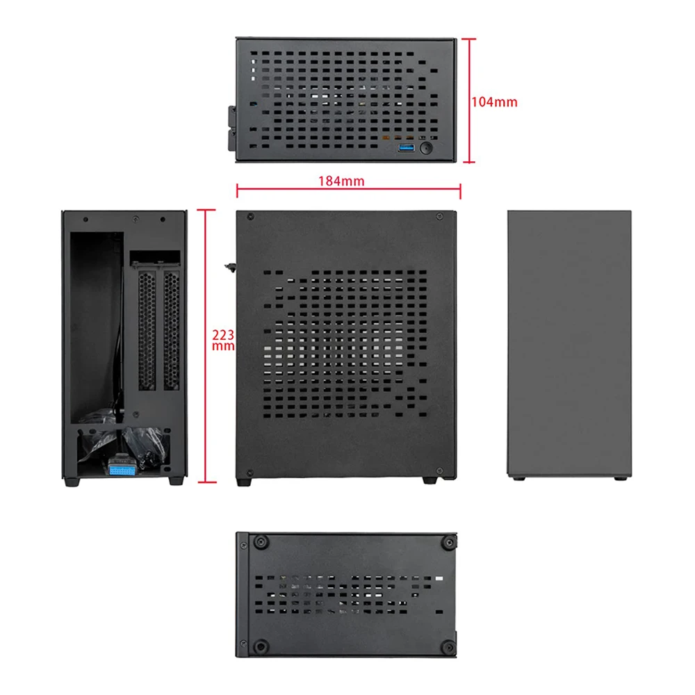 Aluminum HTPC Mini ITX PC Case with PCIE 3.0 Cable Mini ITX Chassis ...
