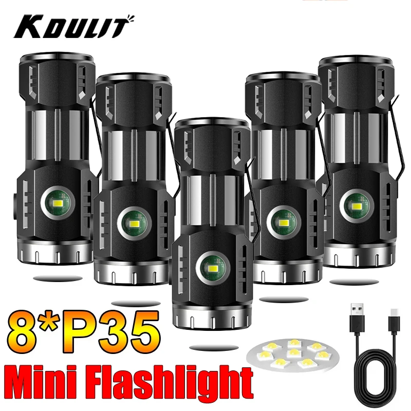 MINI-Super-Bright-LED-Flashlight-With-Side-Lights-Cap-Clip-Torch-Built ...