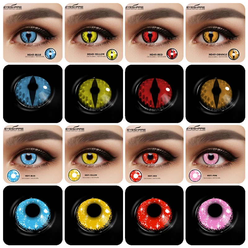 EYESHARE 2pcs Contact Lenses Colored Lenses for Eyes Cosplay Anime ...