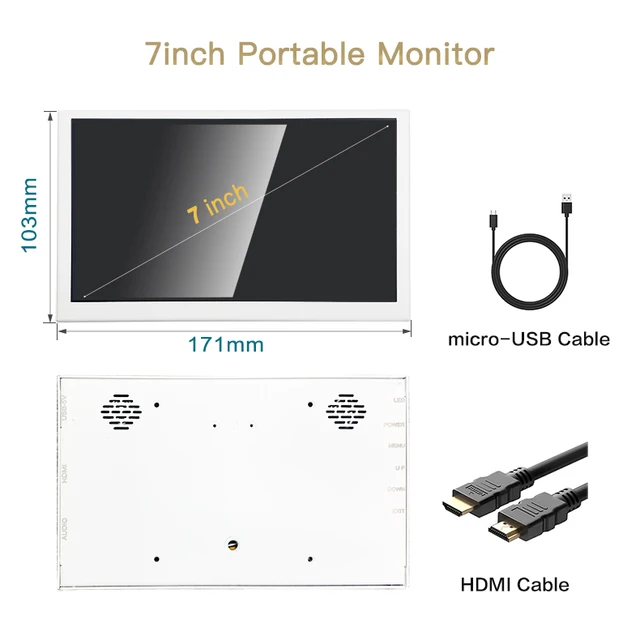 Display lcd tela de toque monitor hdmi 7 Polegada touchscreen monitor 1024x600 para raspberry pi ...