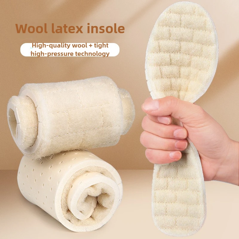 Winter Latex Wool Warm Insole, Soft, Thick, High Elasticity Shock ...