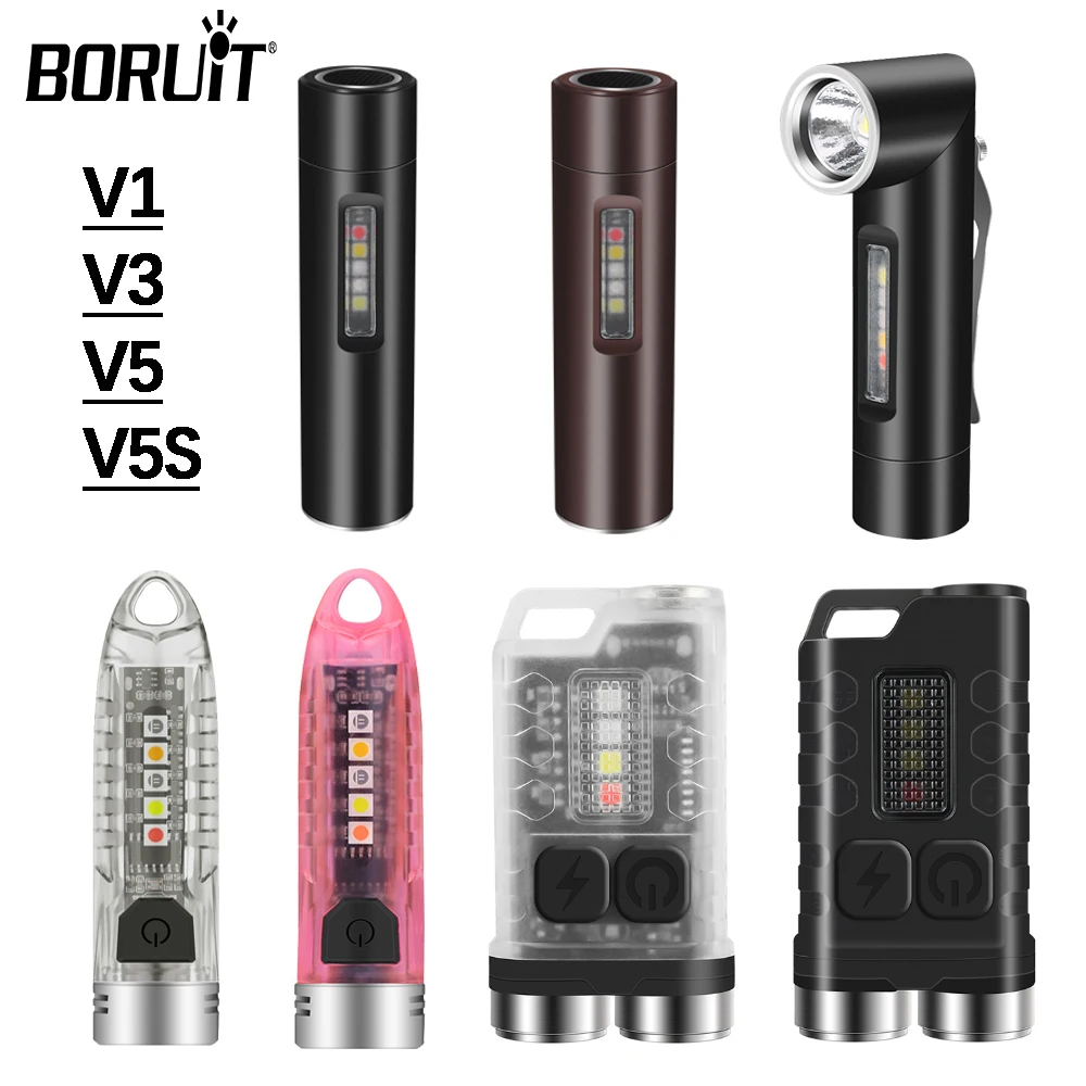 BORUiT V1/V3/V5/V5S Mini Flashlight Keychain EDC Torch USB C ...
