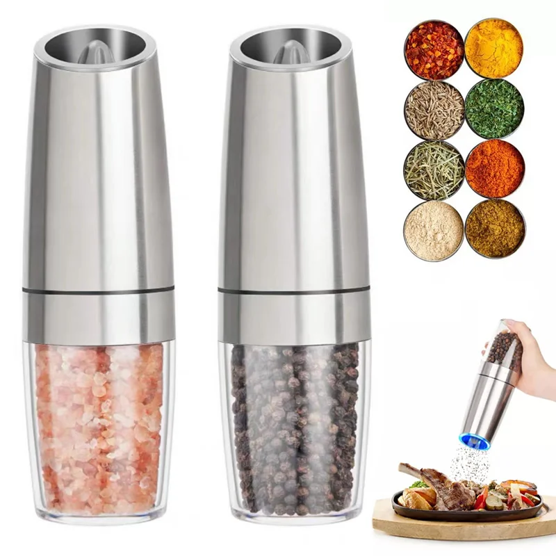 Electric-Automatic-Mill-Spice-Salt-and-Pepper-Grinder-Gravity-LED-Light ...