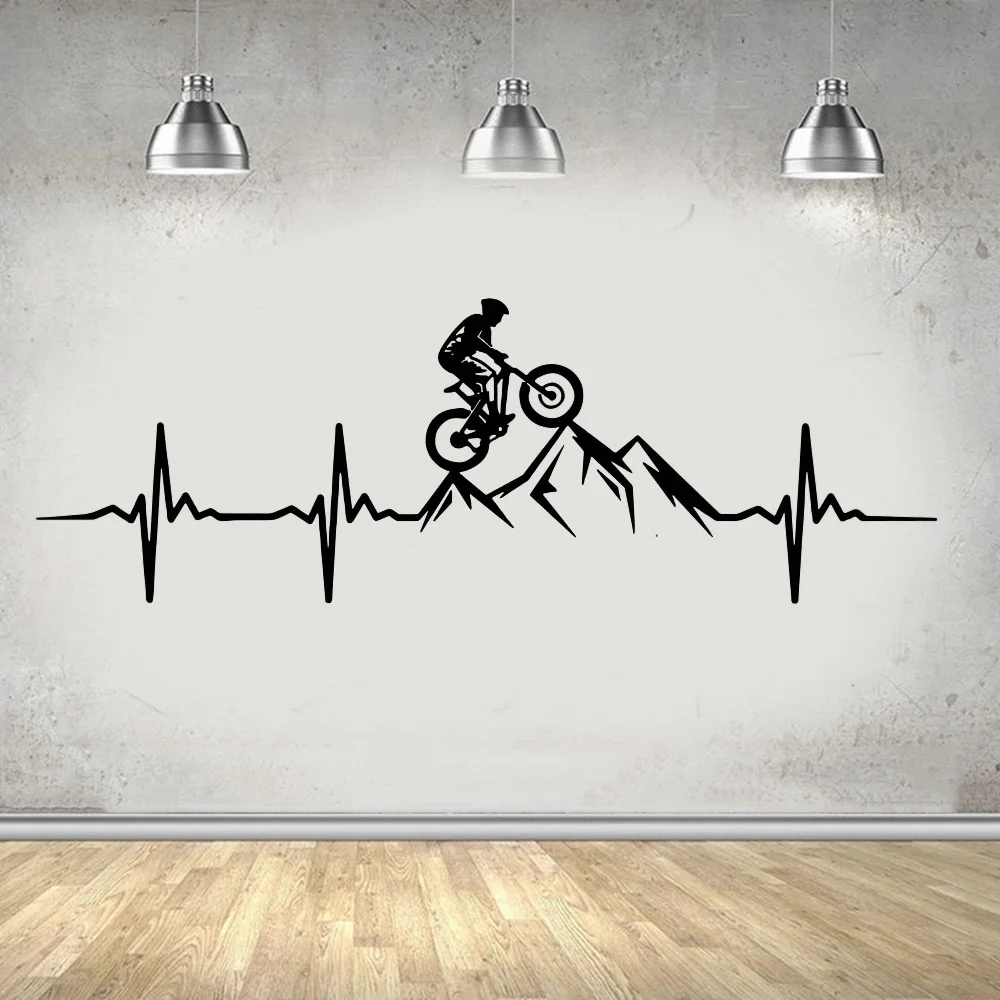 MTB Mountain Bike Heartbeat Wall Decal Living Room Bedroom Man Mountain ...