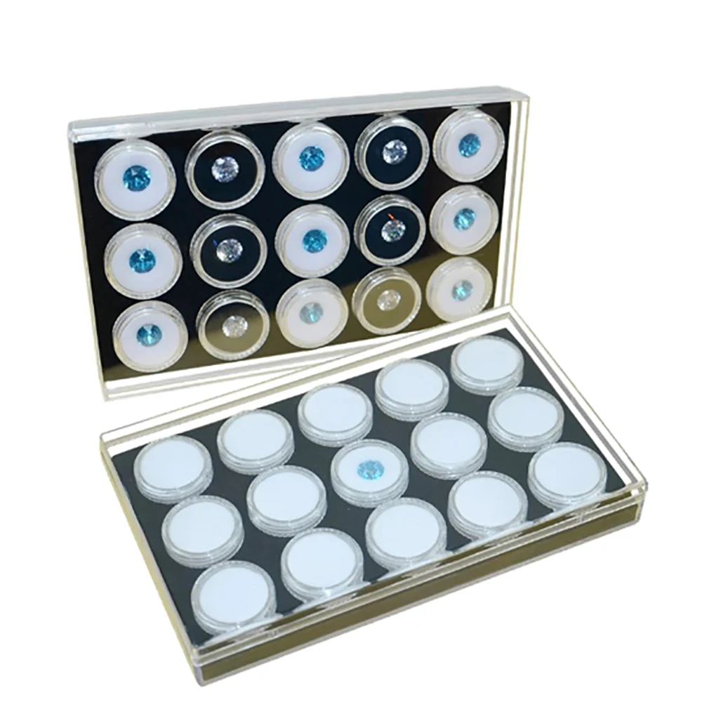Clear-Gemstone-Jewelry-Storage-Box-Gems-Display-Tray-Beads-Piercing ...