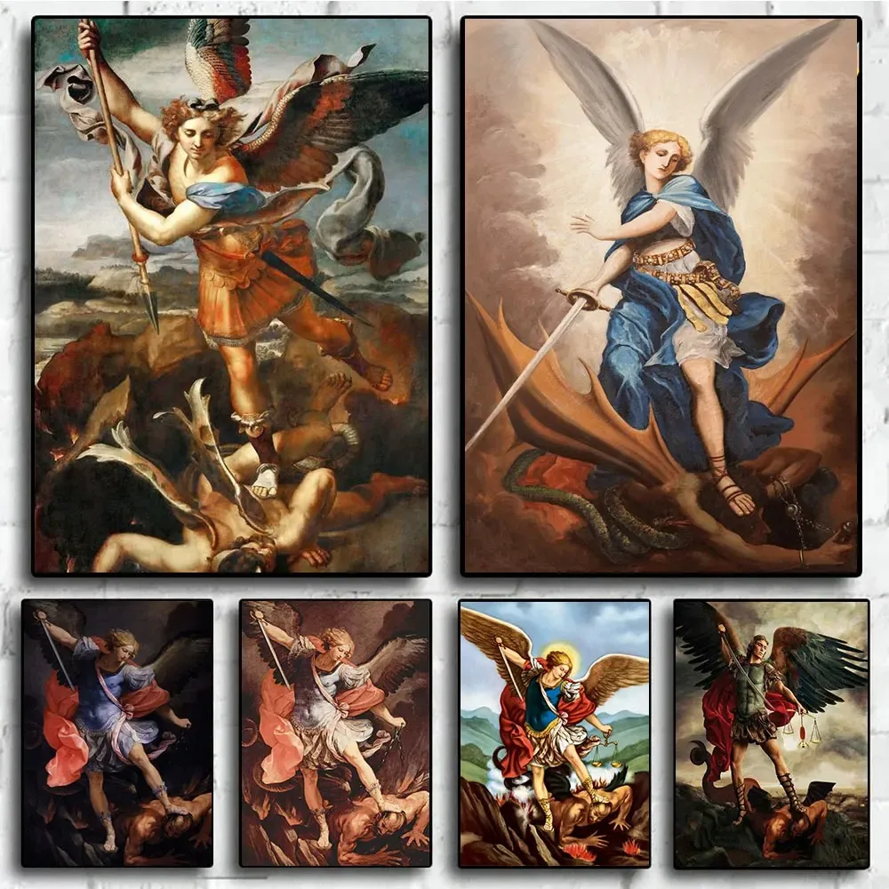 The-Holy-Archangel-Michael-Posters-Print-Vintage-Devil-Canvas-Painting ...