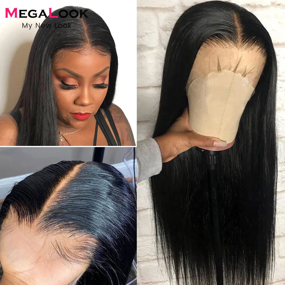 180 Density Transparent Lace Human Hair Wigs 30 Inch MEGALOOK Remy ...