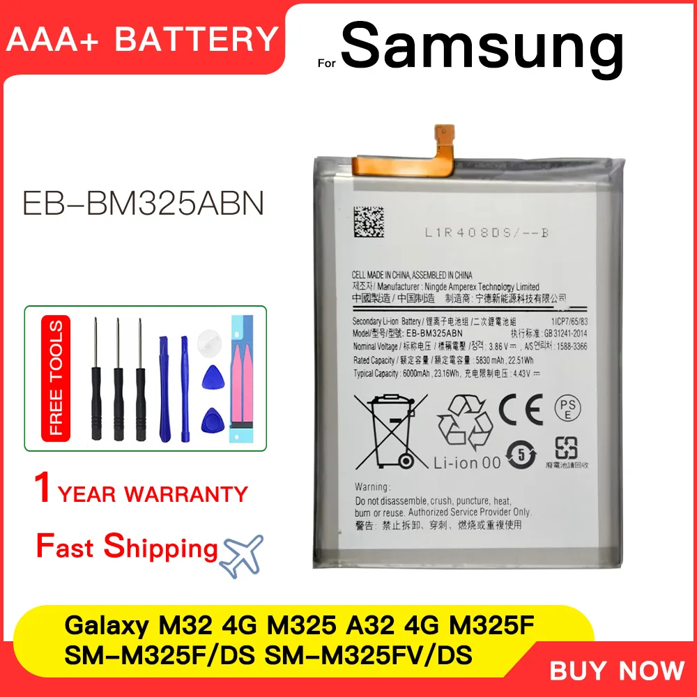 Genuine New EB-BM325ABN 6000mAh Battery For Samsung Galaxy M32 4G/M325 ...