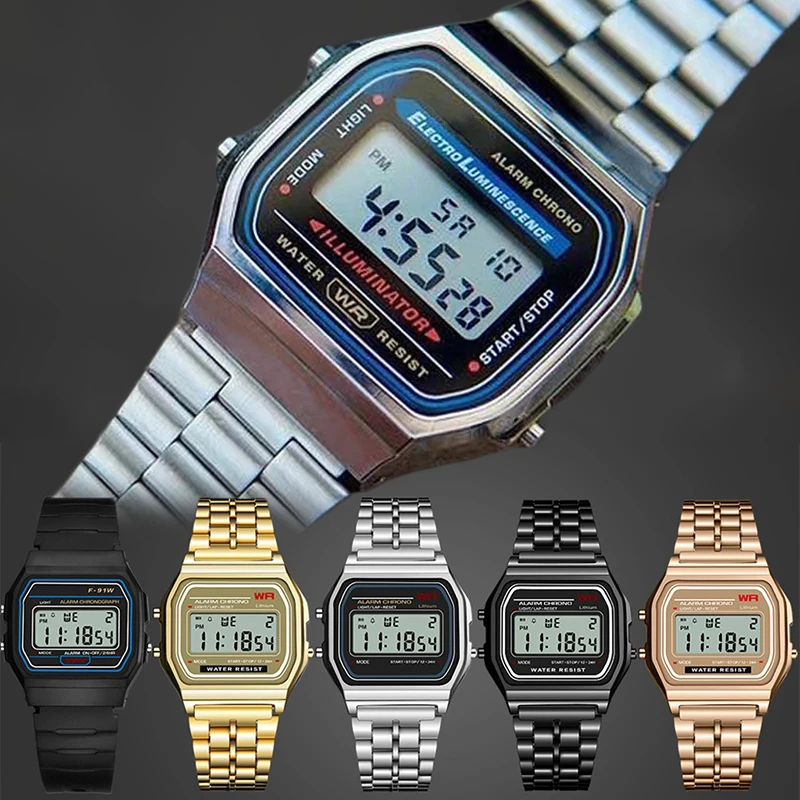 Luxury-F91W-Band-Watch-Waterproof-Retro-Digital-Stainless-Steel-Sports ...