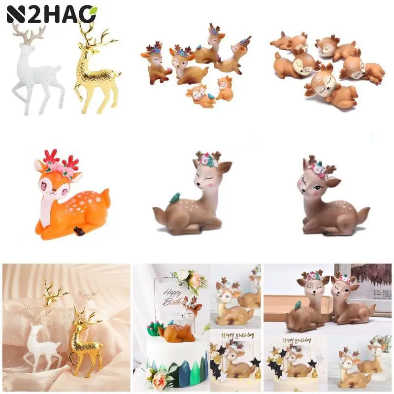 Mini-Sika-Deer-Figurines-Resin-Craft-Miniatures-Fairy-Garden-Decor ...