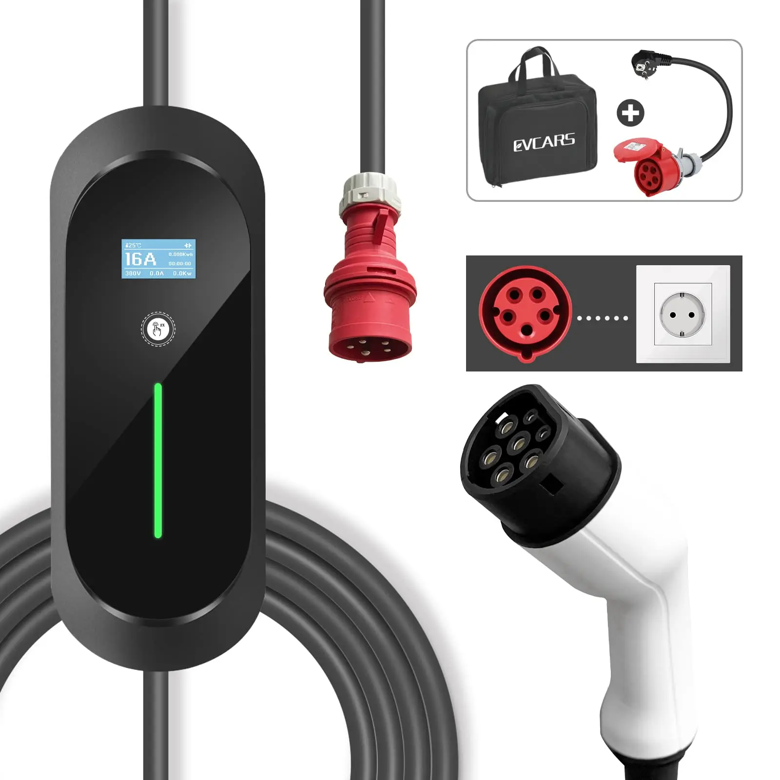 Level 2 11KW 16A 3P EV Charging Wallbox Wallmount IEC 62196 Type 2 5M ...