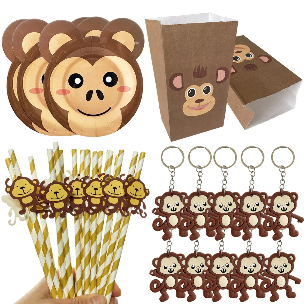 Monkey Birthday Supplies Monkey Keychains Balloons Cake Toppers Straws ...