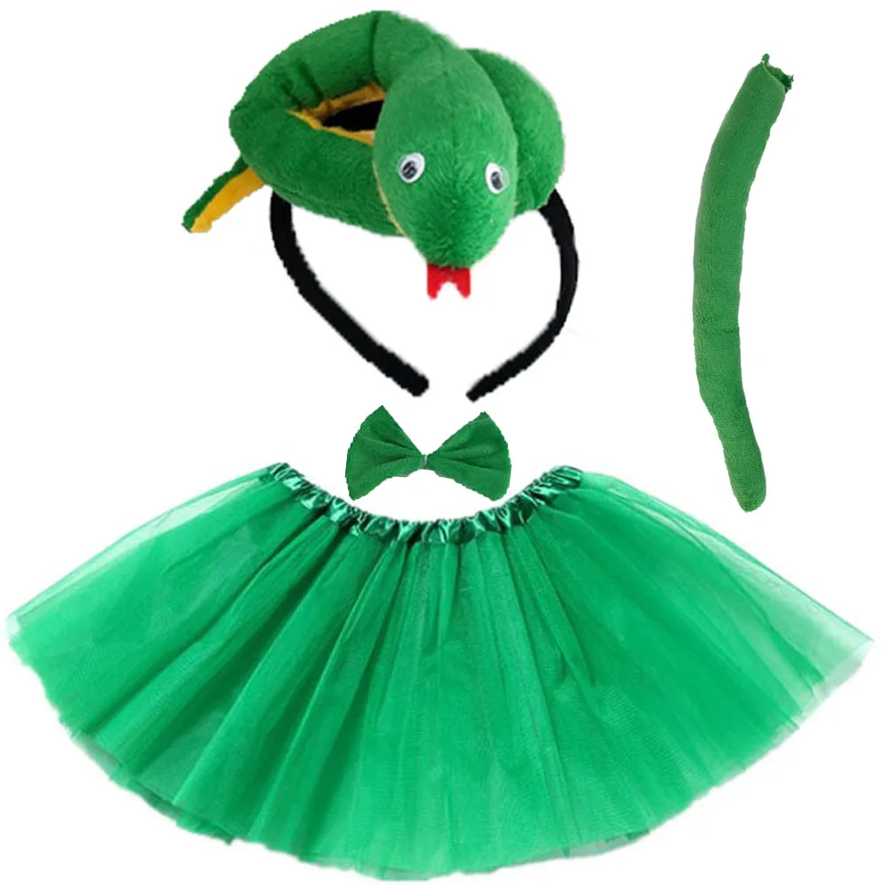 Green-Snake-Headband-Tutu-Skirt-Tie-Tail-Set-Kids-Children-Party-Animal ...