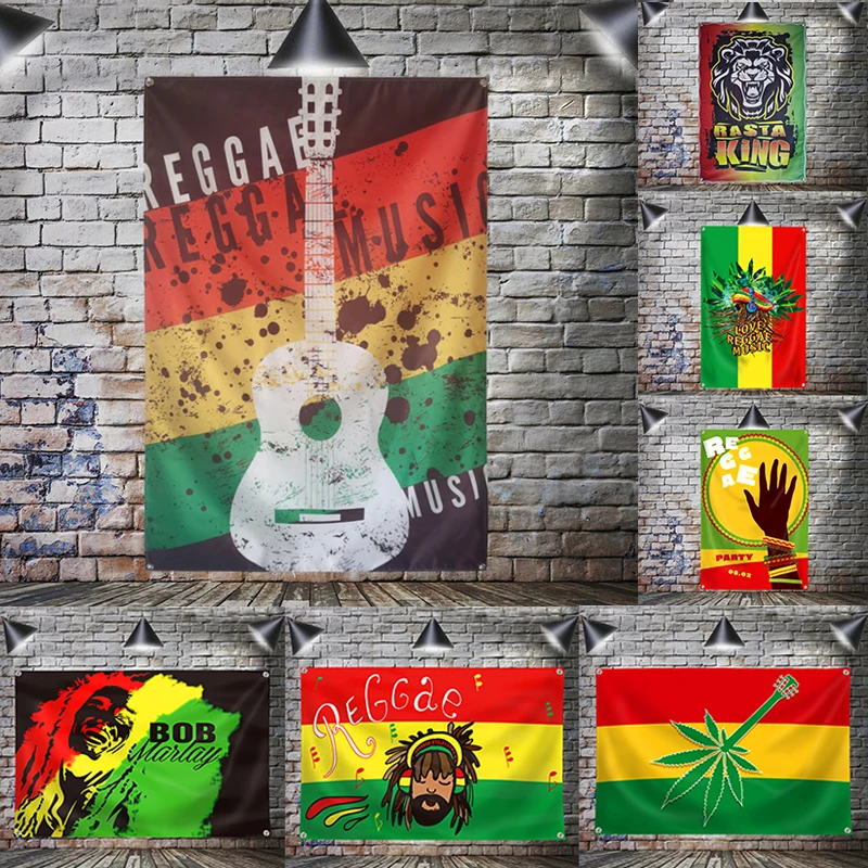 Leaf Rasta Lion Hanging Flag Banner Music Rock Reggae Jamaica Home ...