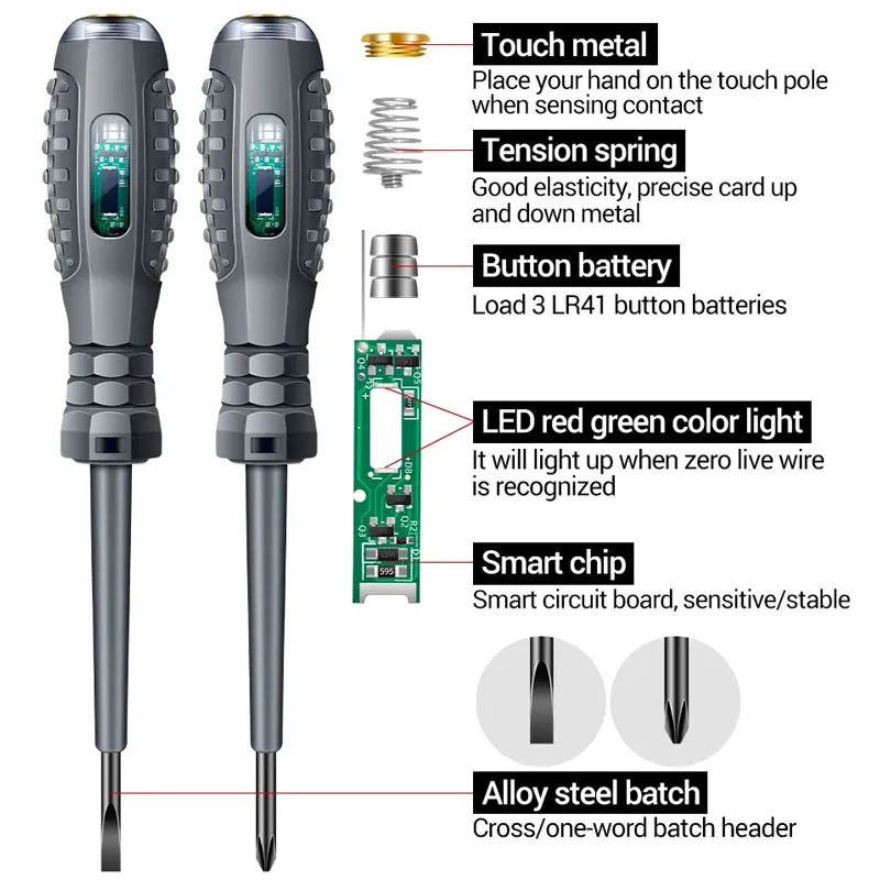 Professional Electrician Screwdriver And Voltage Test Pen Tool Tech Pros