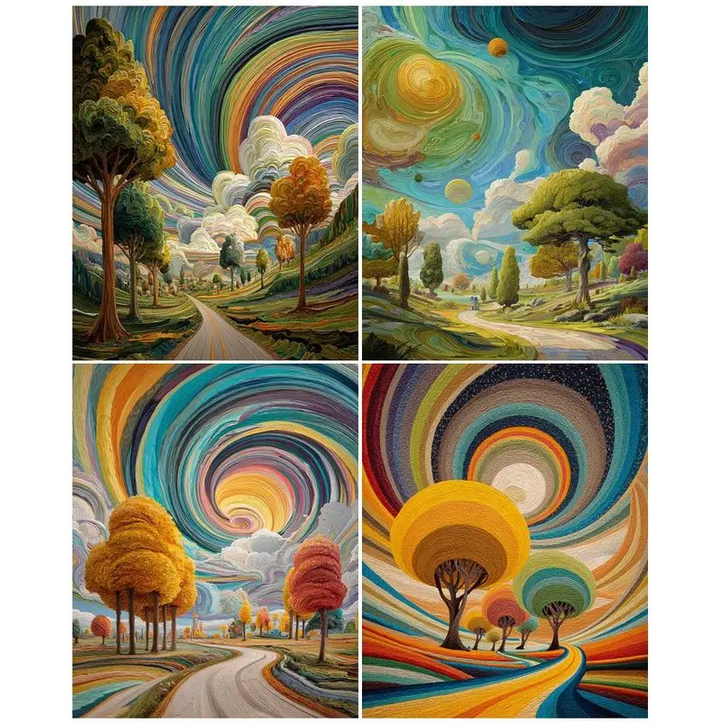 GATYZTORY Painting By Number Abstract Sky Trees Drawing On Canvas ...