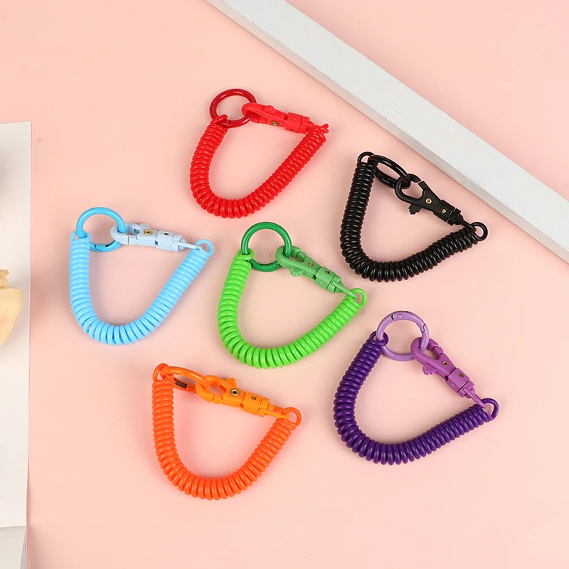 Keychain-Stretchy-Spiral-Spring-Coil-Retractable-Coil-Springs-Keychain ...