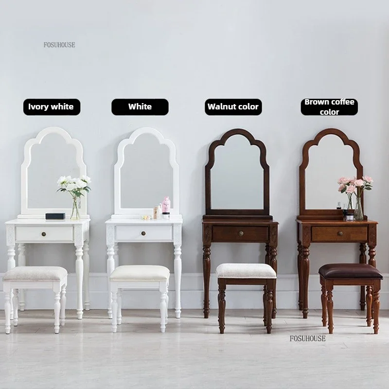 European Solid Wood Mini Makeup Vanities Bedroom Dressing Table with ...