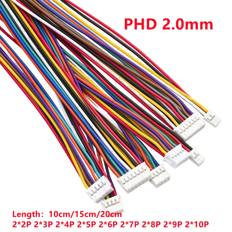 5pcs PHD 2.0mm Double Row Terminal Wire Connecting Wire 2*2/3/4/5/6/7/8/9/10p Single and Double ...