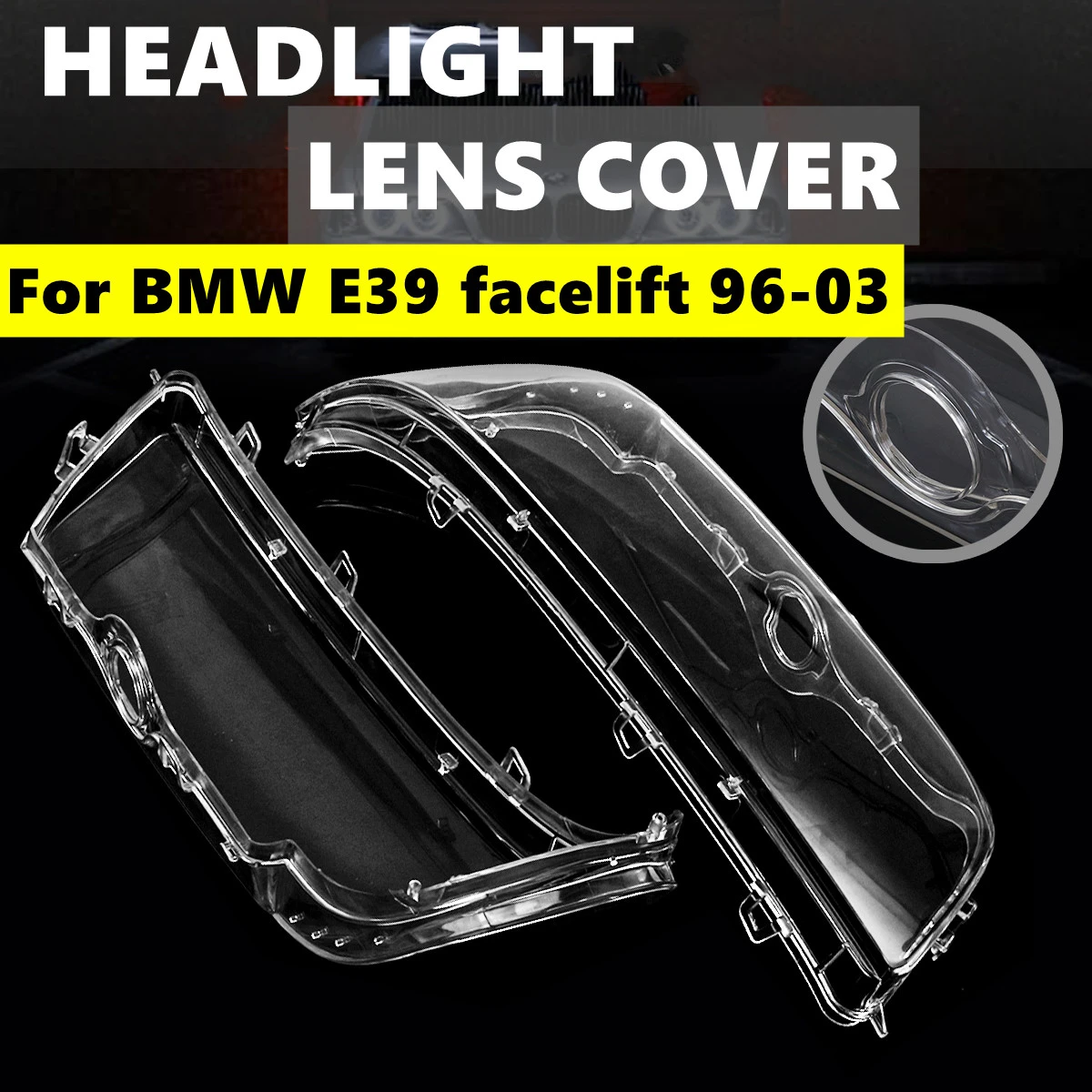 2Pcs 4 Door Lens Headlamp Lens Cover Car Left Right Headlight for BMW ...