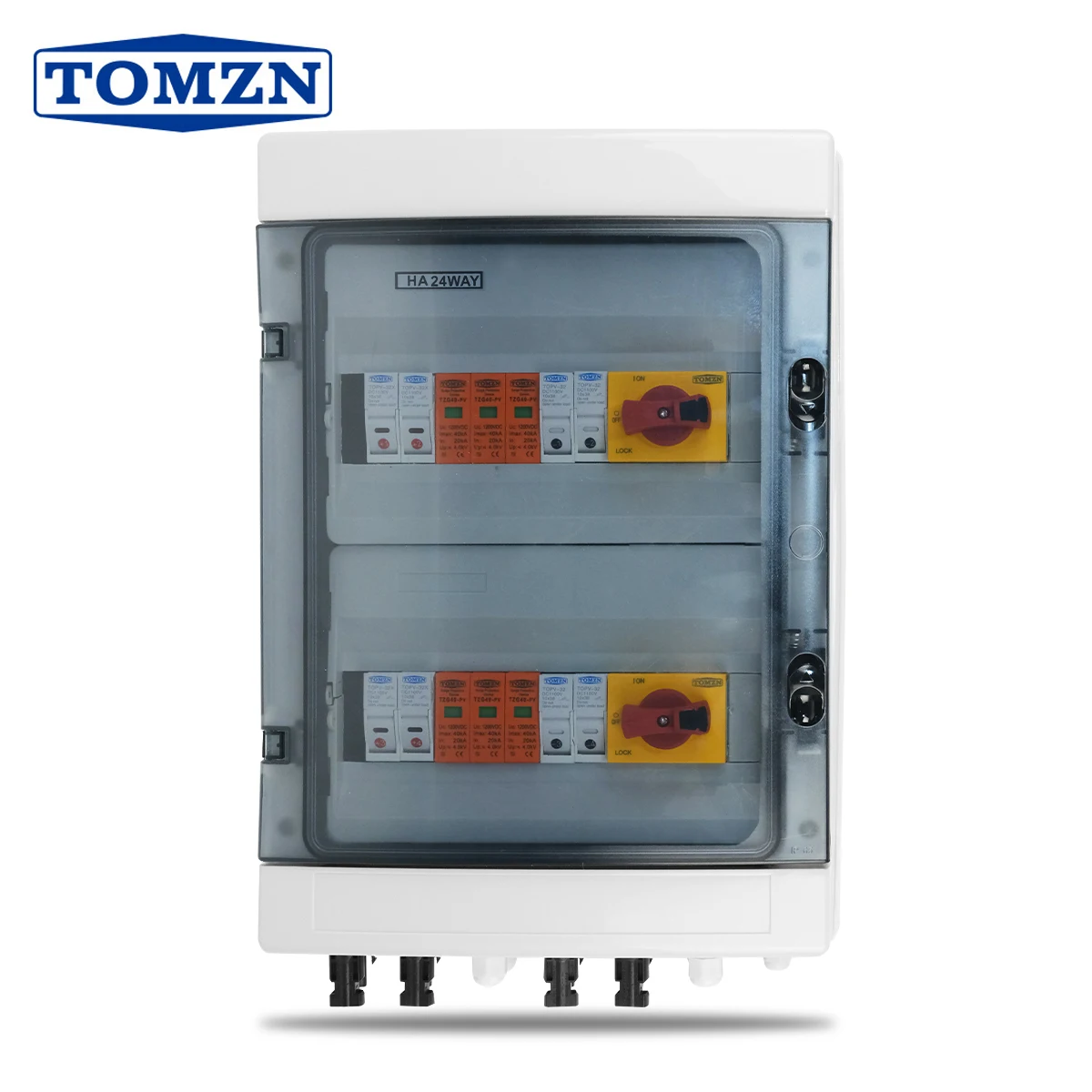 Solar photovoltaic PV Combiner Box With Lightning Protection 4 input 2 out DC 1000V Fuse MCB SPD ...