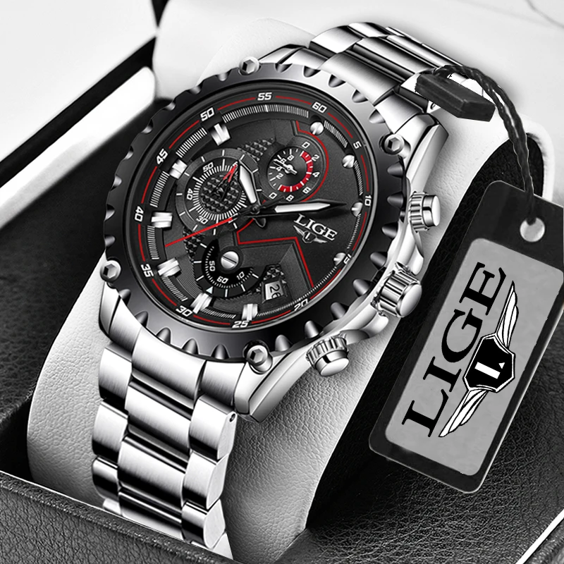LIGE-Fashion-Business-Men-Watch-Stainless-Steel-Waterproof-Quartz-Man ...
