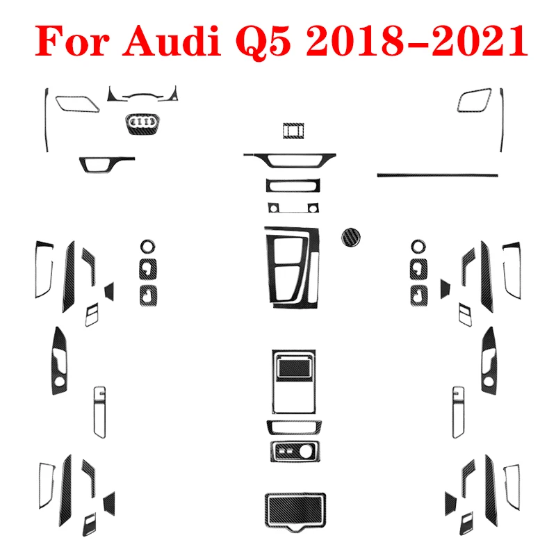 For-Audi-Q5-2018-2019-2020-2021-Carbon-Fiber-Black-Car-Stickers-Cover ...