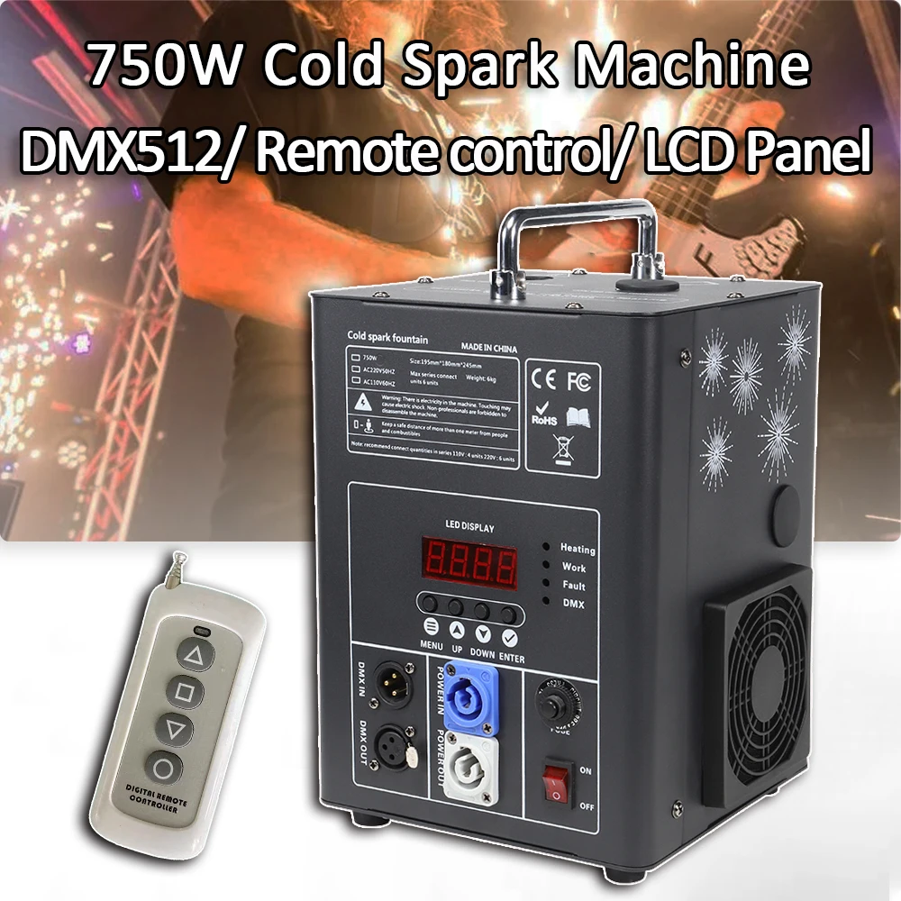 YUER-750W-Cold-Spark-Machine-DMX-512-Remote-Control-Sparkler-Firework ...