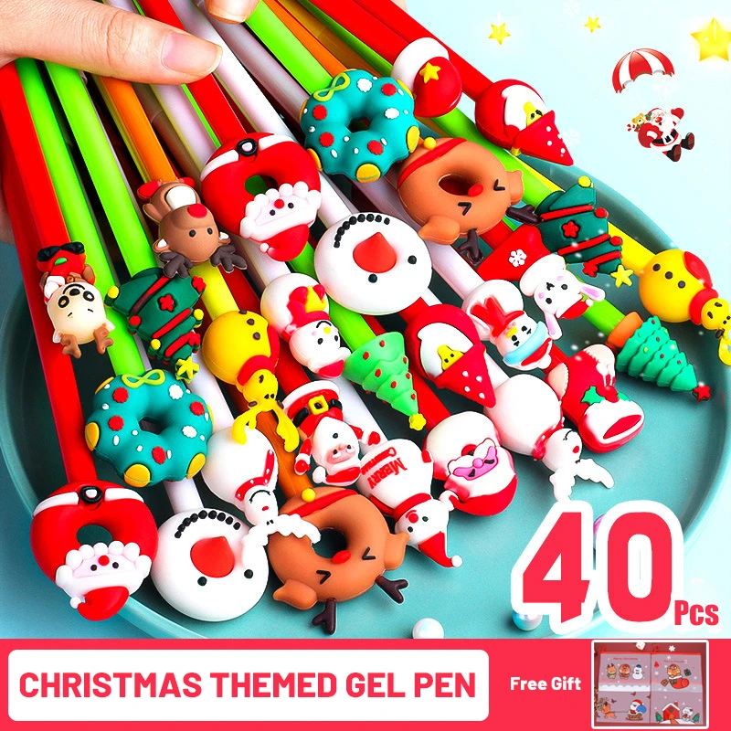 40Pcs/Lot Cute Christmas Themed Gel Pen 0.5mm Black Ink Kawaii ...