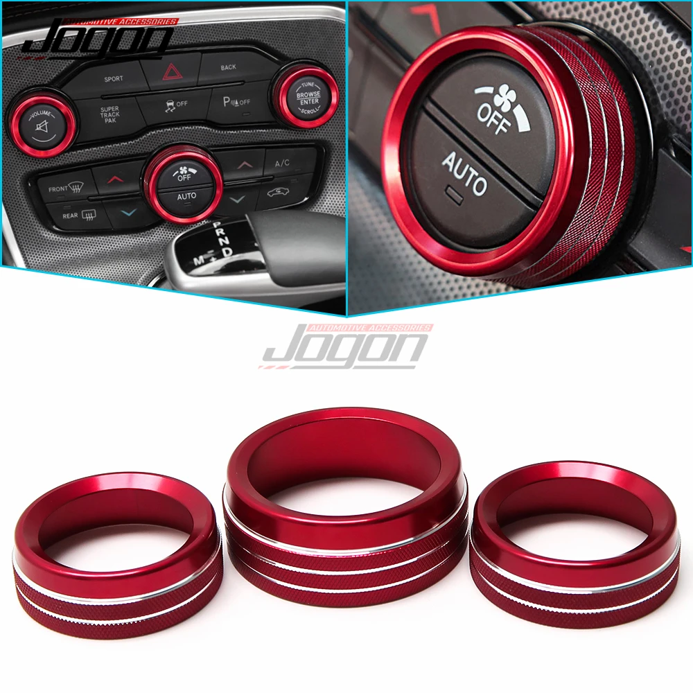 3PCS Car Inner Console AC Air Condition Knob Switch Button Ring Cover ...