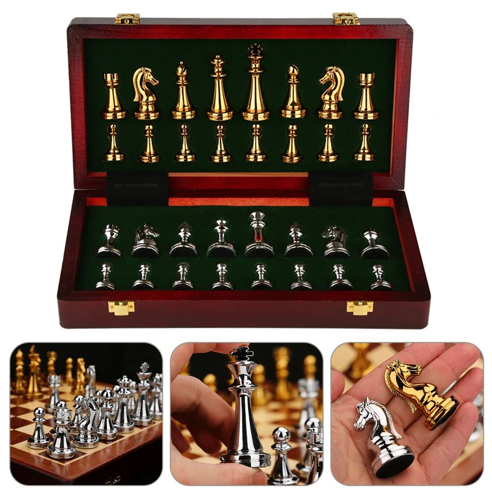 Chess-Retro-Copper-Plated-Alloy-Large-Metal-Deluxe-Chess-Adult-Set ...