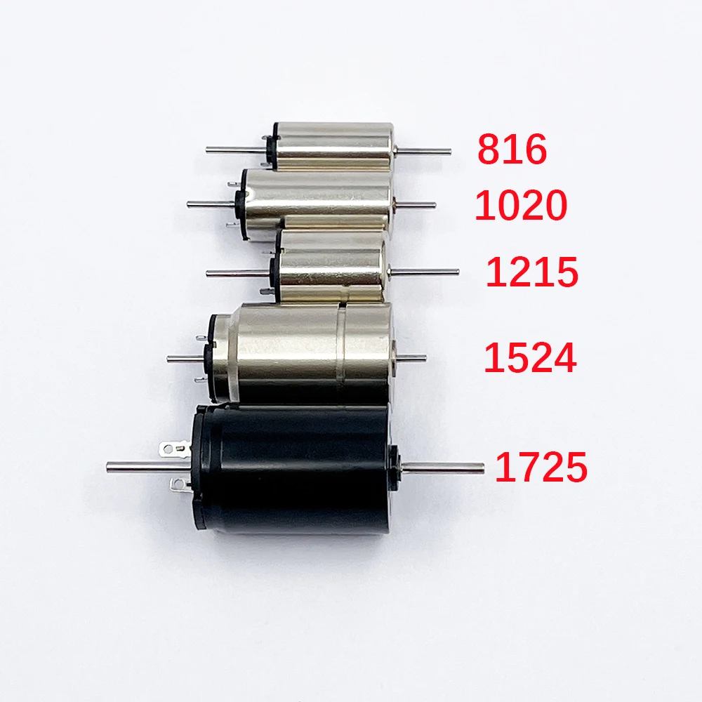 8mm 10mm 12mm 15mm 17mm 816 1020 1215 1725 Dual Shaft Coreless Motor DC ...