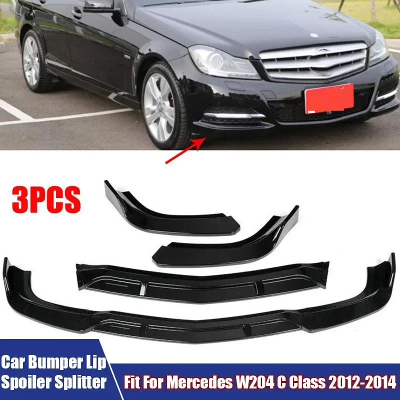 3Pcs-Car-Front-Bumper-Lip-Spoiler-Splitter-For-Mercedes-Benz-W204-C ...