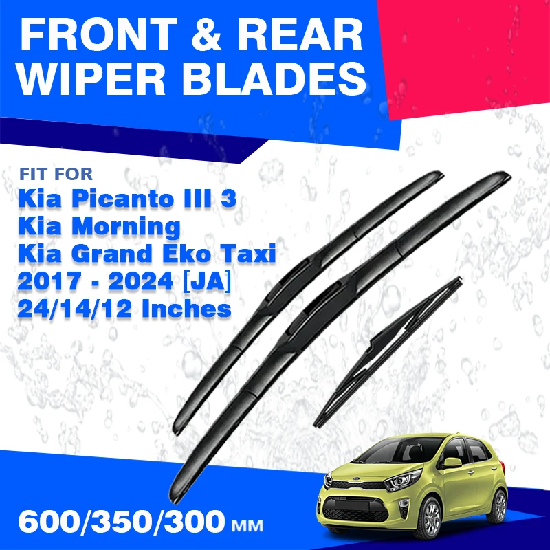 For Kia Picanto III 3 2017 - 2024 JA Front Rear Windscreen Wiper Blades ...