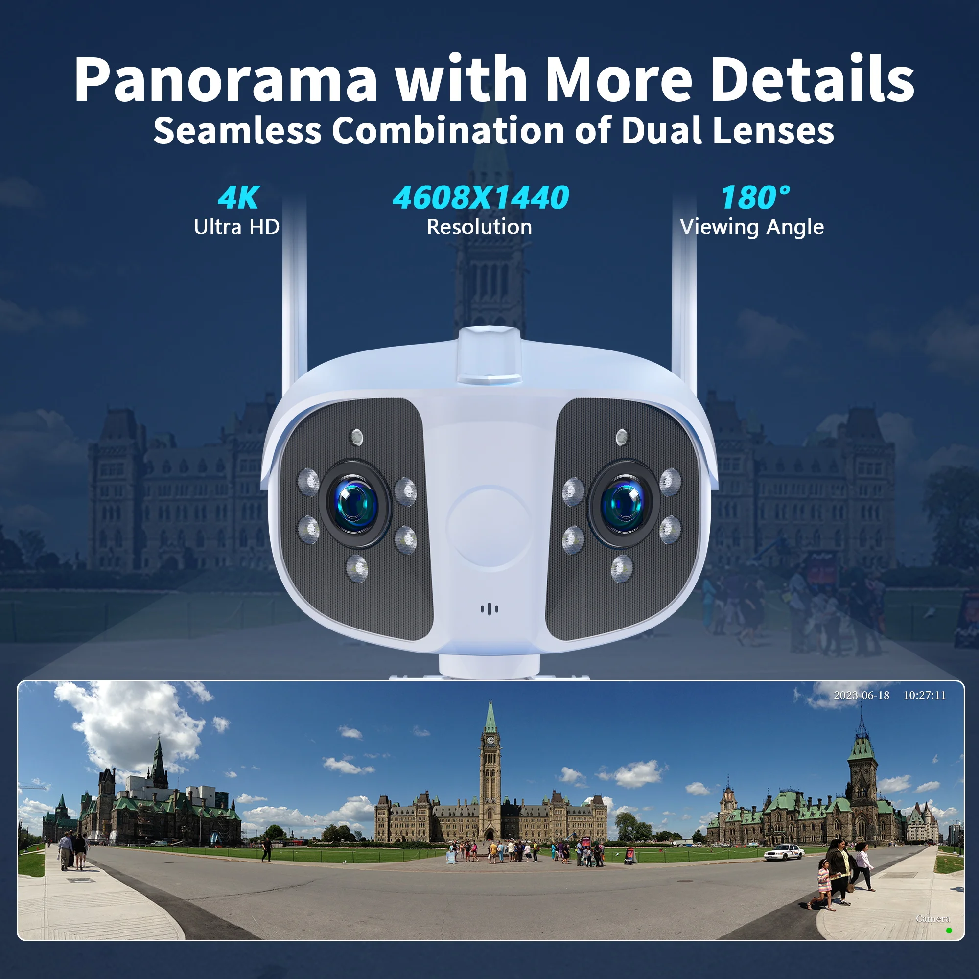 IP-камера 8 МП 4K с двойным объективом, 180 °, Wi-Fi, 4 МП | AliExpress