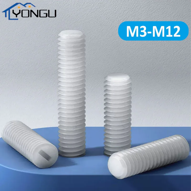 Nylon-Slotted-Set-Screw-with-Flat-End-Point-Headless-Grub-Screws ...