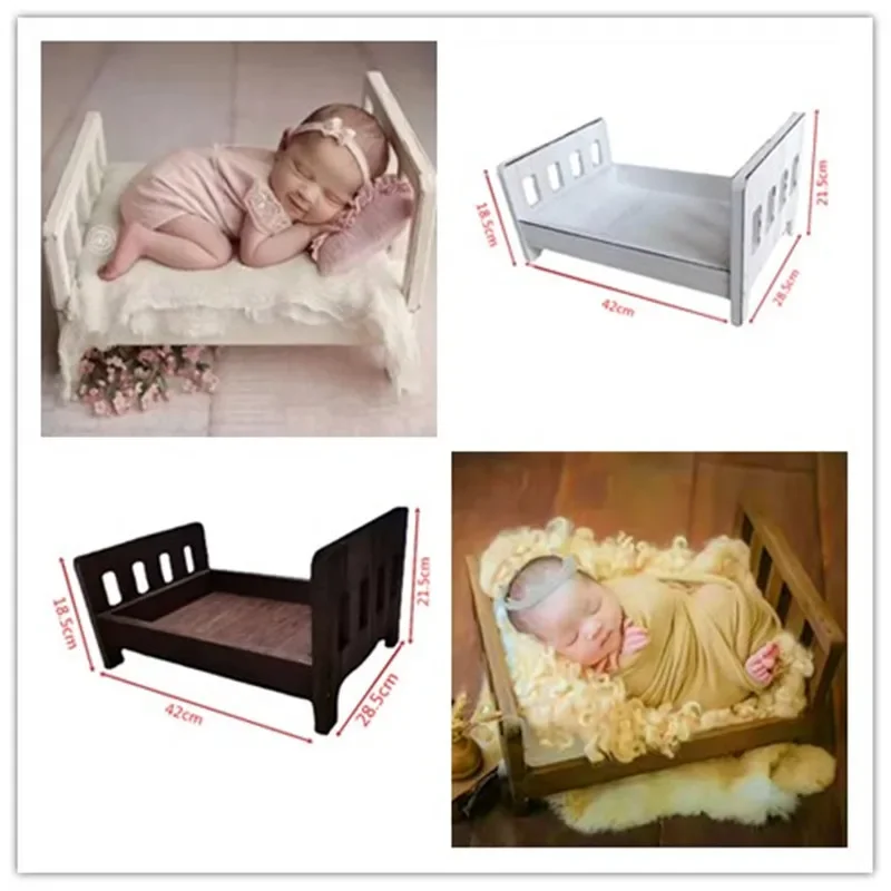 Baby-Wooden-Bed-Newborn-Photography-Props-Retro-Infant-Baby-Milestone ...