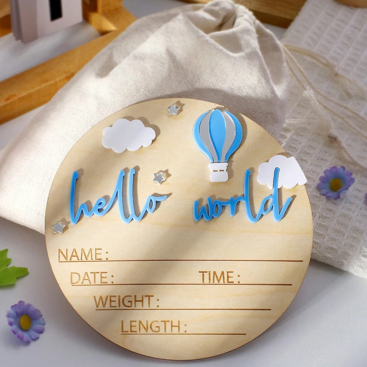 Ylsteed blue balloon hello world newborn name sign cloud star deco baby ...