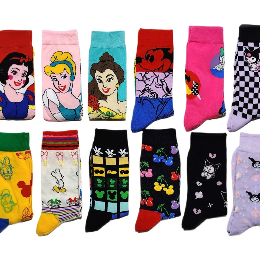 New-Disney-Princess-Socks-Happy-Cartoon-Cute-Kuromi-Kitty-Cat-Women ...