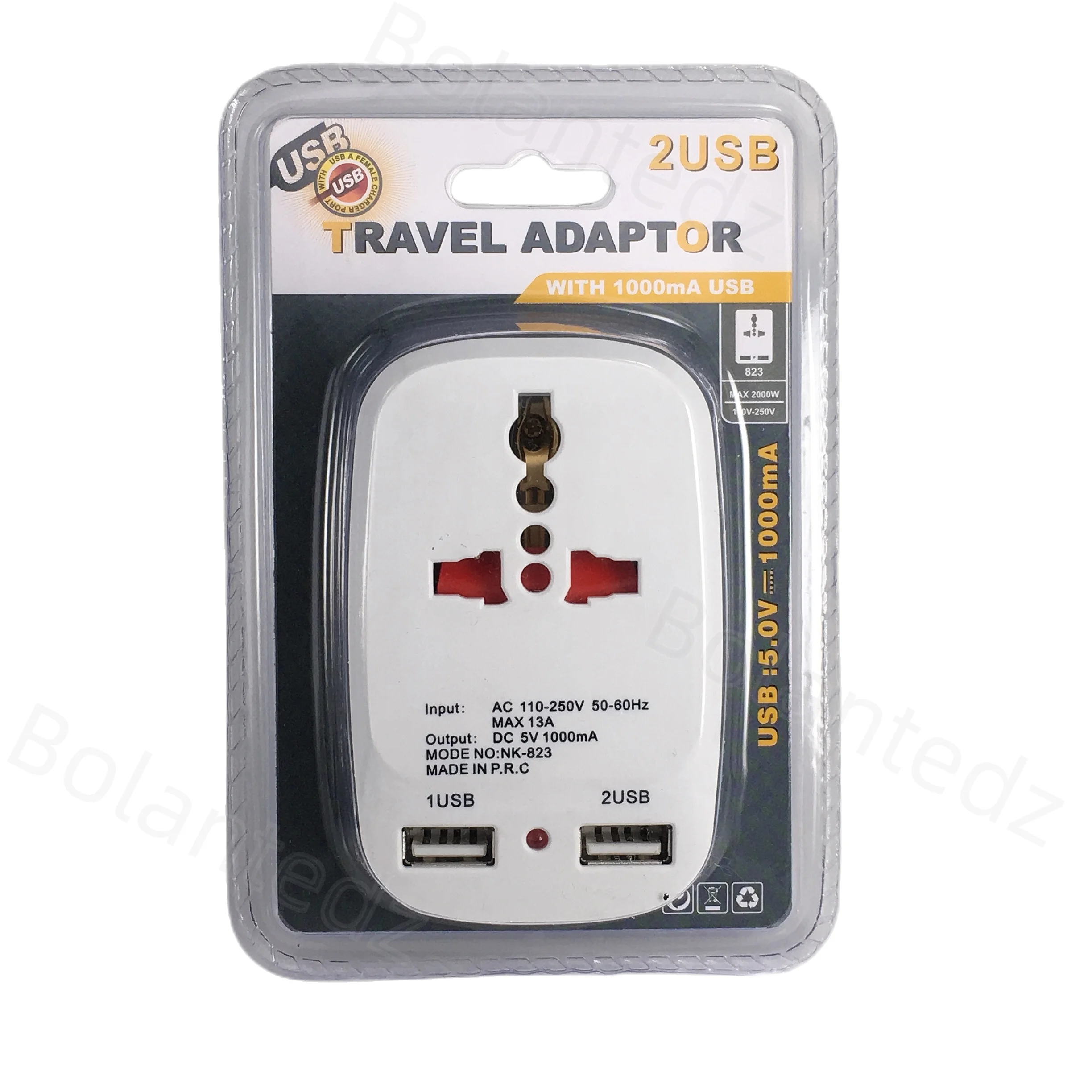 Universal International Plug Adapter 2 USB Charging Port World Travel ...