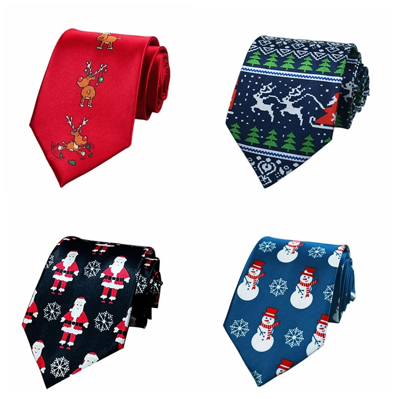 Christmas-Tie-8cm-Fashion-Santa-Claus-Snowman-Printed-Necktie-Green ...